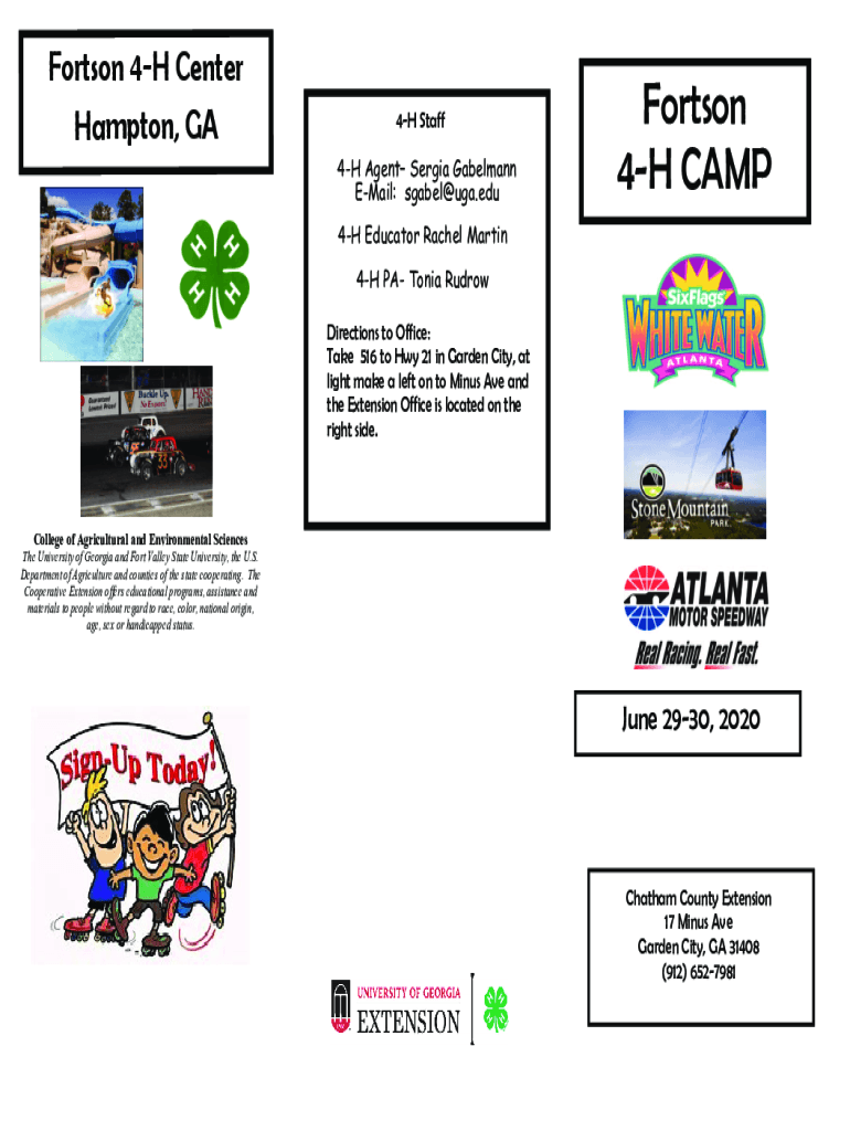 Fillable Online Fortson 4-H CAMP Fax Email Print - pdfFiller