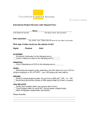 Fillable Online International Student Services Letter Request Form: Fax ...