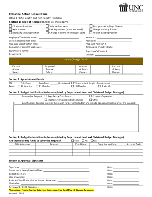 Fillable Online Personnel Action Request Form Section 1 Fax Email Print ...
