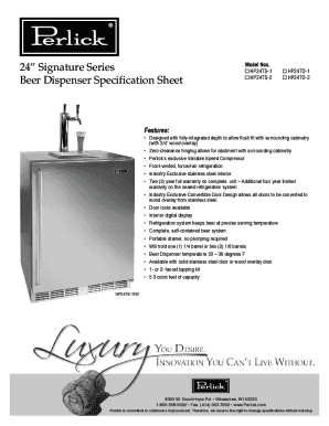 Fillable Online 24 Signature Series Beer Dispenser Specification Sheet ...