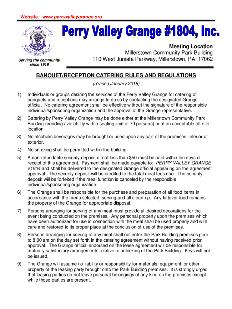 Fillable Online BANQUET/RECEPTION CATERING RULES AND REGULATIONS Fax ...