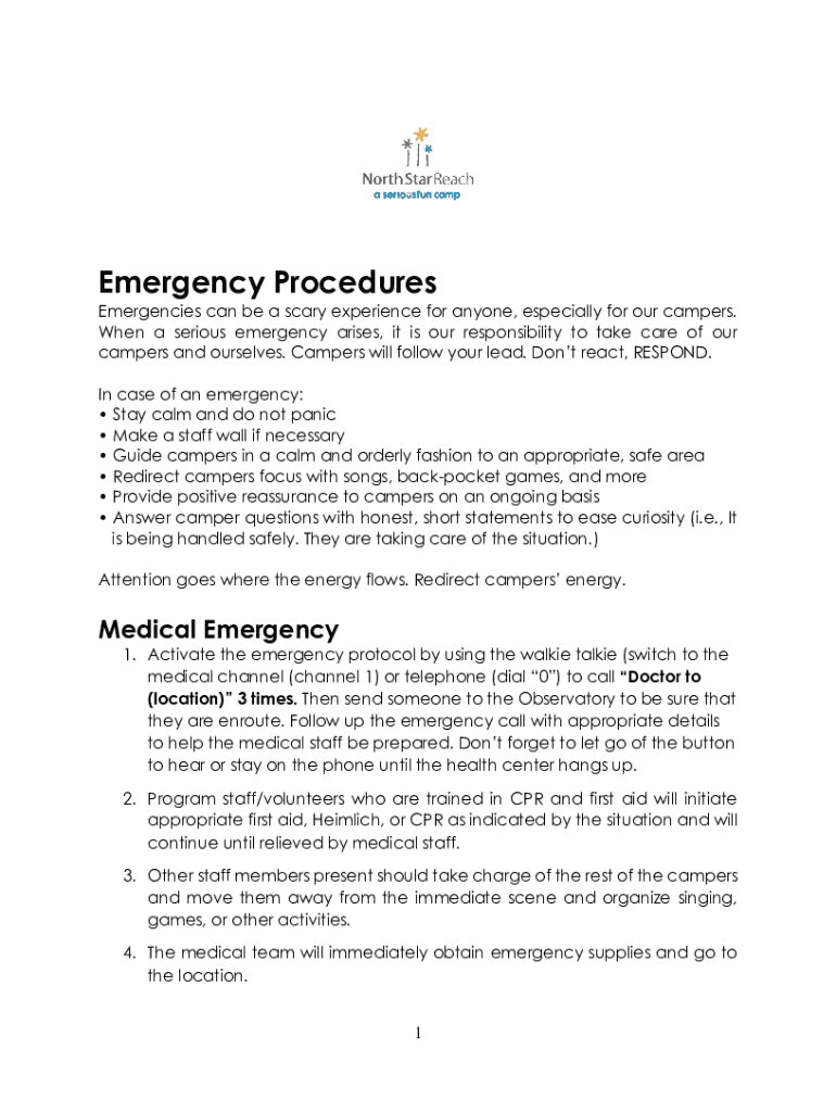 Fillable Online Emergency Procedures - The Taylor Family Foundation Fax ...
