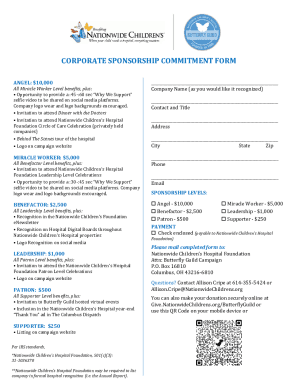 Fillable Online give nationwidechildrens CORPORATE SPONSORSHIP COMMITMENT FORM Fax Email Print ...