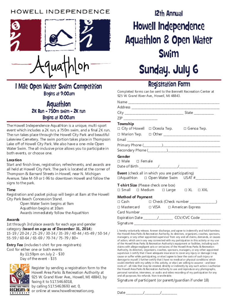 Fillable Online Aquathlon Registration Form.ai Fax Email Print - pdfFiller