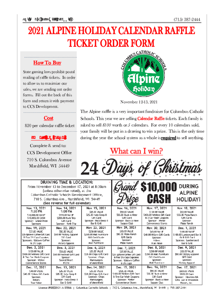 Fillable Online raffle ticket order form Fax Email Print - pdfFiller