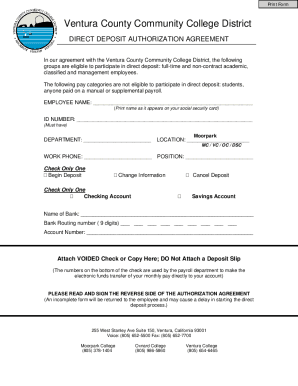 Fillable Online Direct Deposit Program Authorization Form Fax Email ...
