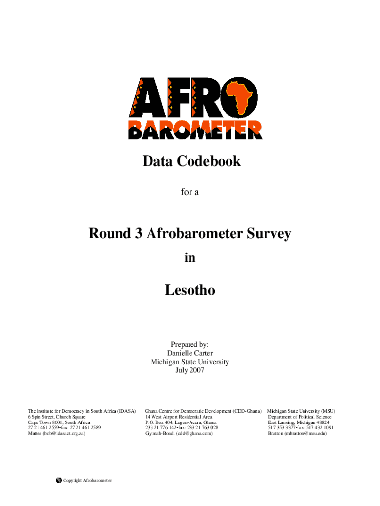 Fillable Online Afrobarometer Paper No. 23 POVERTY, SURVIVAL AND ... Fax Email Print - pdfFiller