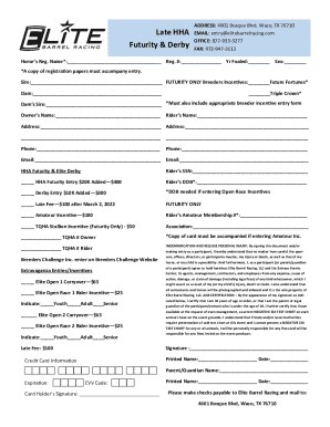 Fillable Online HHA Futurity & Derby Entry Form Fax Email Print - pdfFiller