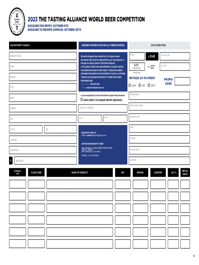 Fillable Online Home Brew Competition Form Fax Email Print - pdfFiller