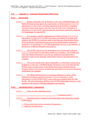 Fillable Online 31.8 Appendix EGenerator Deactivation Notice Form ...