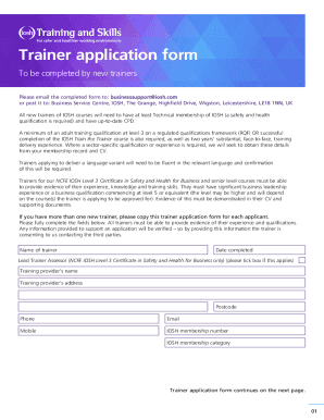 Fillable Online IOSH Trainer application form Fax Email Print - pdfFiller