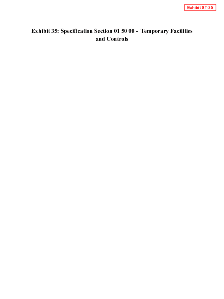 Fillable Online Exhibit 35: Specification Section 01 50 00 - Temporary ...