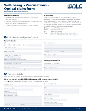 Fillable Online Well-beingVaccinationsOptical claim form Fax Email ...