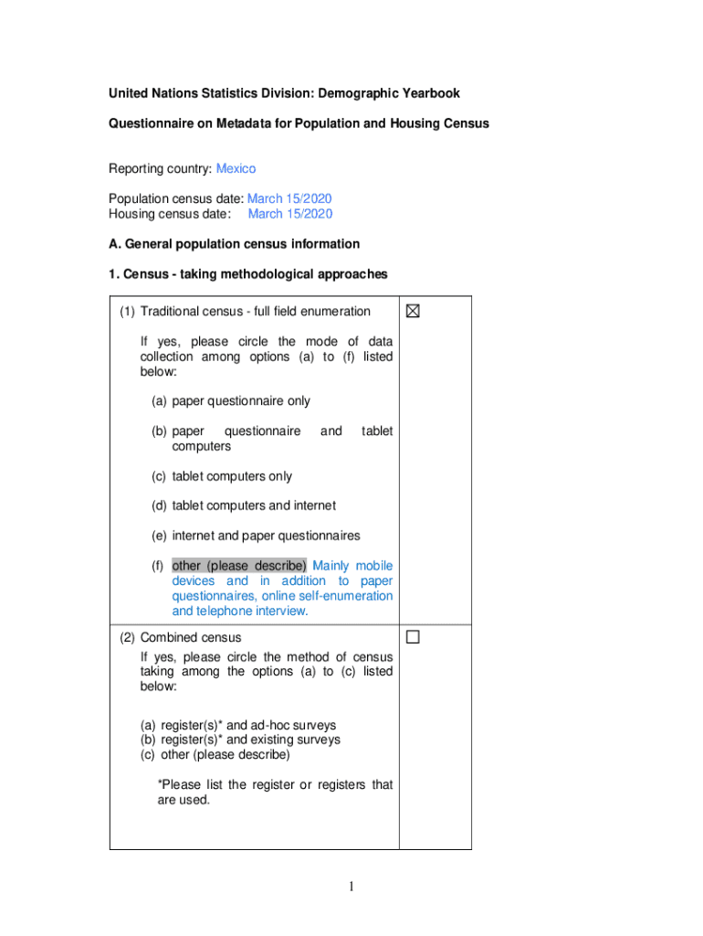 Fillable Online unstats un United Nations Statistics Division ...