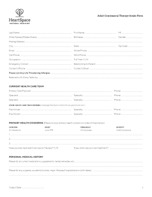 Fillable Online Craniosacral Intake Form - Fill Online, Printable, Fillable, ... Fax Email Print ...