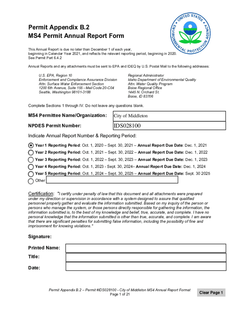 Fillable Online Appendix B-2 to NPDES Permit #IDS028100 for the City of ...