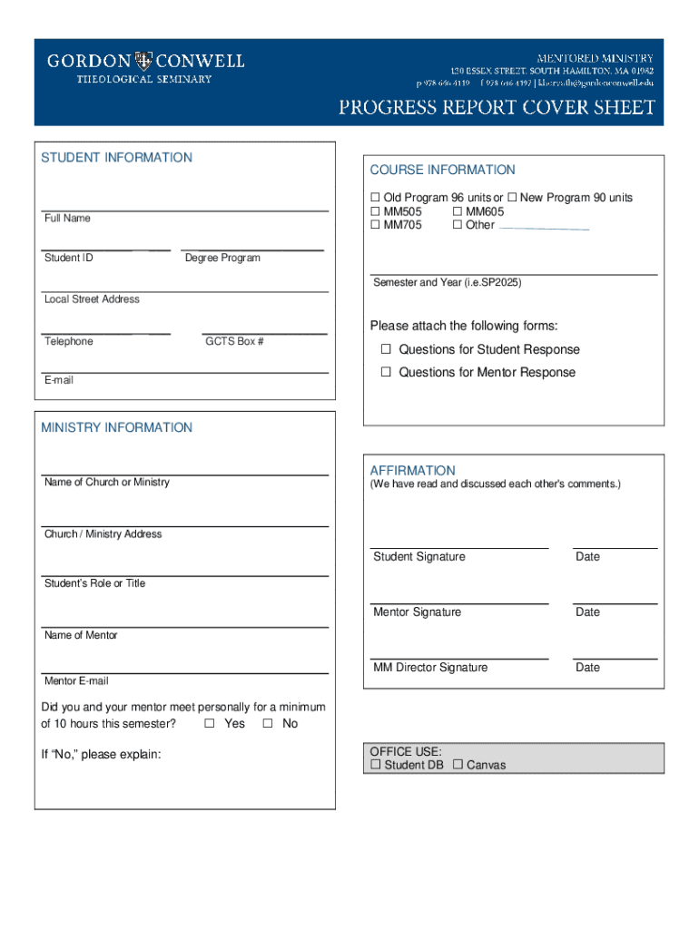 Fillable Online Progress Report Cover Sheet Fax Email Print - pdfFiller