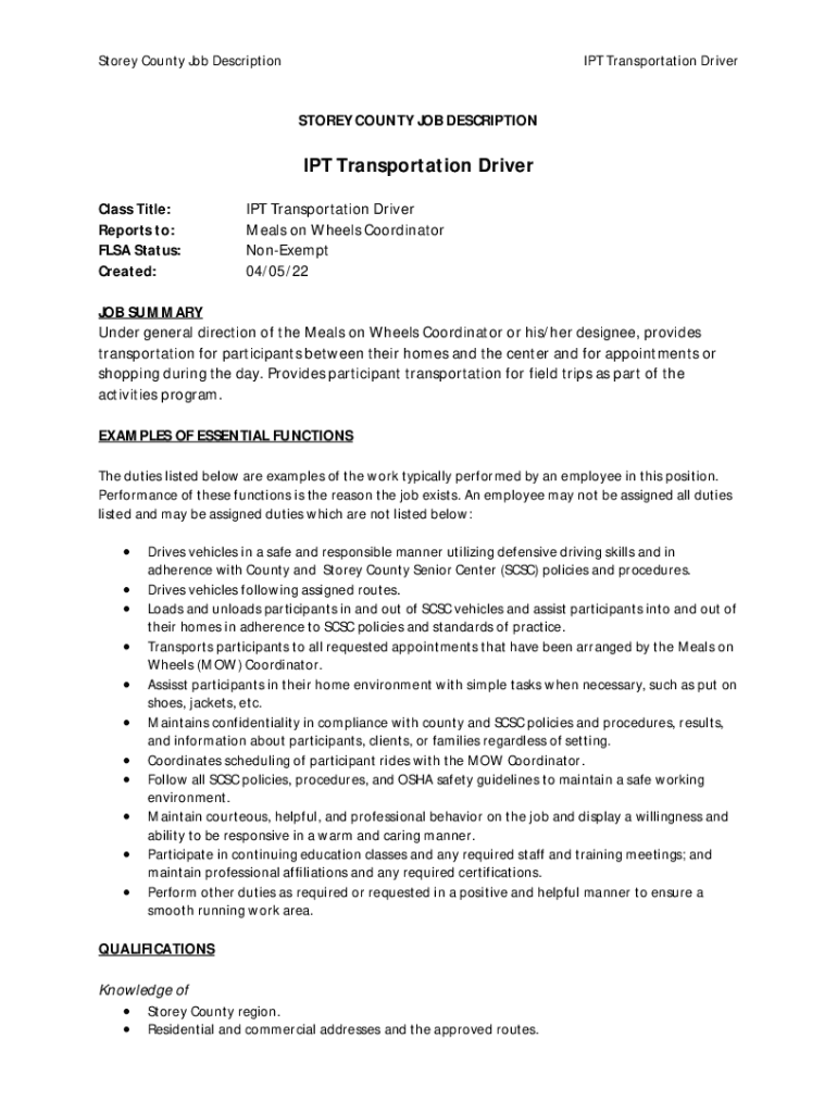 Fillable Online IPT Transportation Driver Fax Email Print - pdfFiller