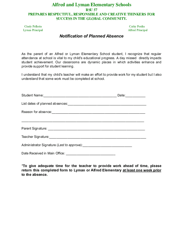 Fillable Online Notification of Planned Absence Fax Email Print - pdfFiller