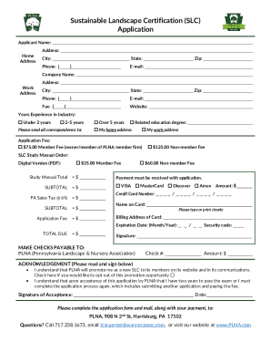 Fillable Online Sustainable Landscape Certification (SLC) Application Fax Email Print - pdfFiller