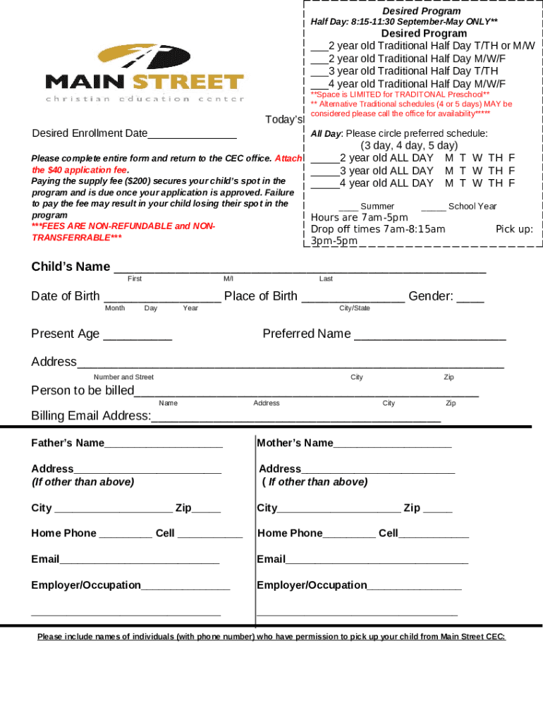 Enrollment - Support Doc Template | pdfFiller