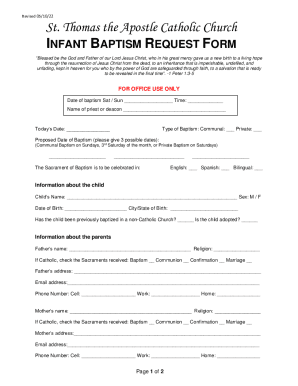 Fillable Online STA Infant Baptism Request Form 2014.docx Fax Email ...