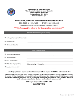Fillable Online contractor / employee fingerprint request instructional ...