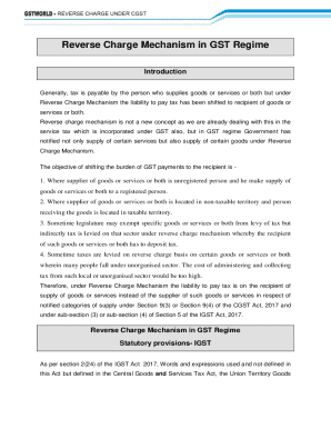 Fillable Online Reverse Charge Mechanism - GST(Goods and Services Tax ...