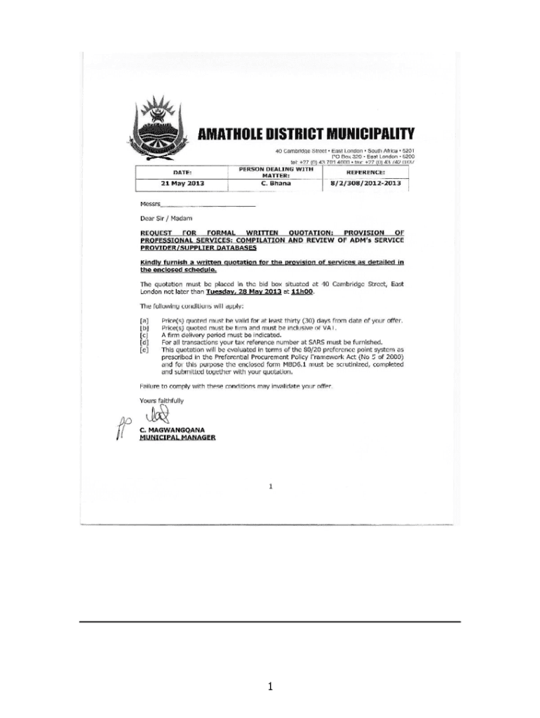 Fillable Online ADM Post SODA OverviewBy Amathole District Municipality ...