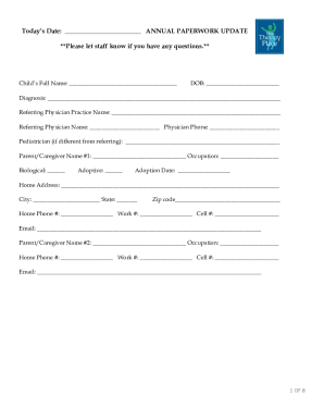 Fillable Online Todays Date: ANNUAL PAPERWORK UPDATE Fax Email Print ...