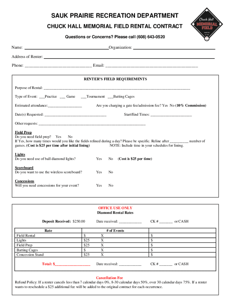 Fillable Online SAUK PRAIRIE RECREATION DEPARTMENT Fax Email Print - pdfFiller