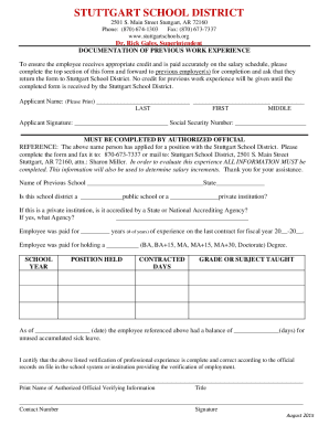 Fillable Online Previous work experience form.doc Fax Email Print ...