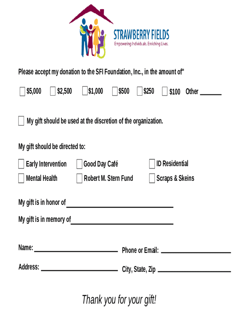 Fillable Online Please accept my donation to the SFI Foundation, Inc Fax Email Print - pdfFiller