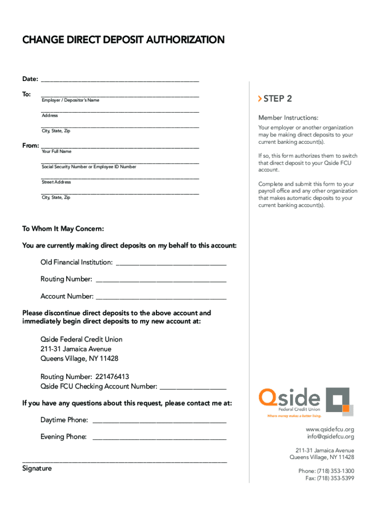 Fillable Online DIRECT DEPOSITSign Up Form Fax Email Print - pdfFiller