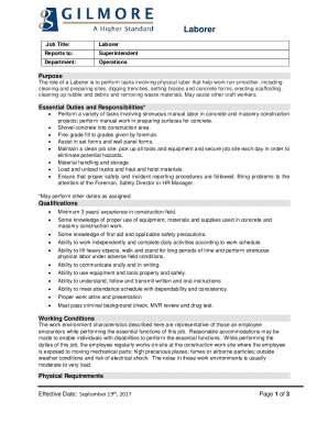 Fillable Online General Laborer Job Description +2023 TEMPLATE Fax ...