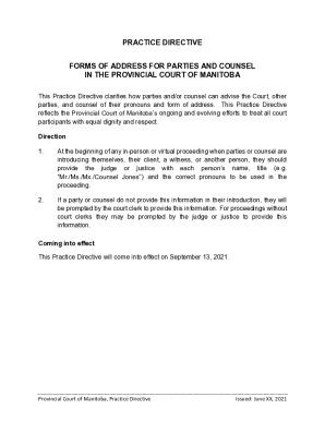 Fillable Online Forms of Address for Parties and Pronouns Usage ...