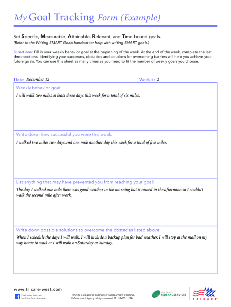 Fillable Online My Goal Tracking Form Example Fax Email Print - pdfFiller