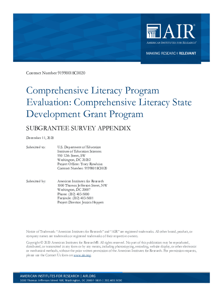 Fillable Online Comprehensive Literacy State Development Grant Program ...