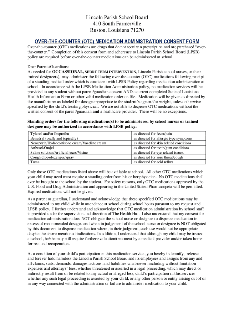 Fillable Online over-the-counter (otc) medication administration ...