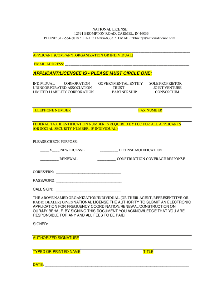 Fillable Online Authorization Signature - NATIONAL LICENSE CORPORATION ...