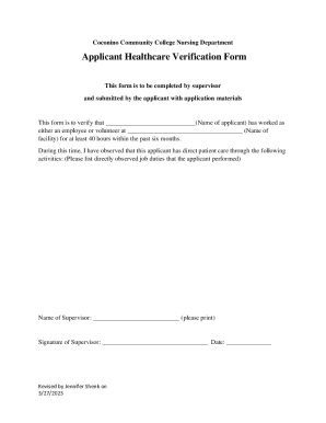 Fillable Online CCC Nursing - Healthcare Experience Verification Form ...