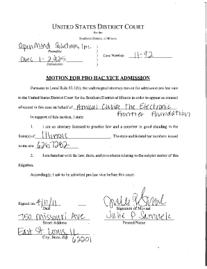 Fillable Online MOTION to Appear Pro Hac Vice by Attorney Julie P ...