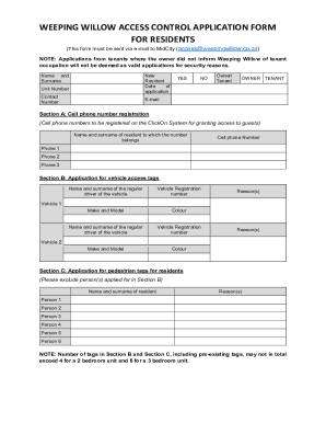 Fillable Online Access control Form for Residents V2.0.docx Fax Email Print - pdfFiller