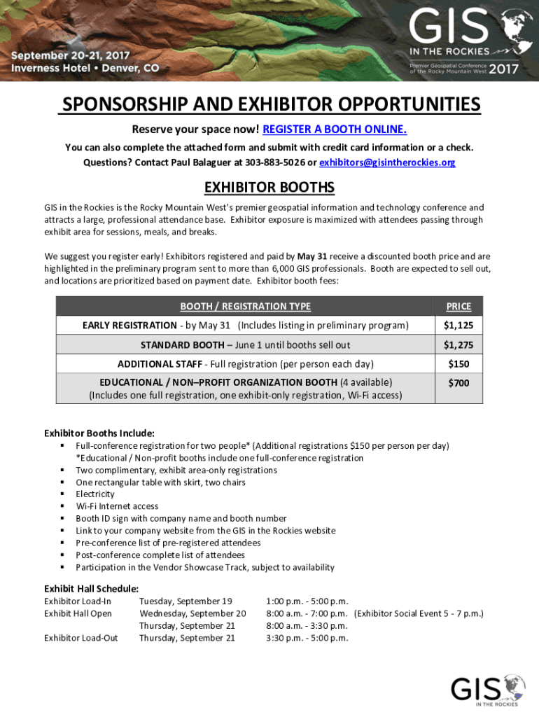 Fillable Online SPONSORSHIP AND EXHIBITOR OPPORTUNITIES Fax Email Print ...