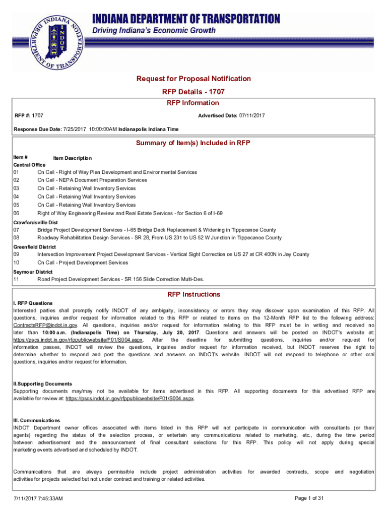 Fillable Online Request for Proposal Notification RFP Details - 1707 ...