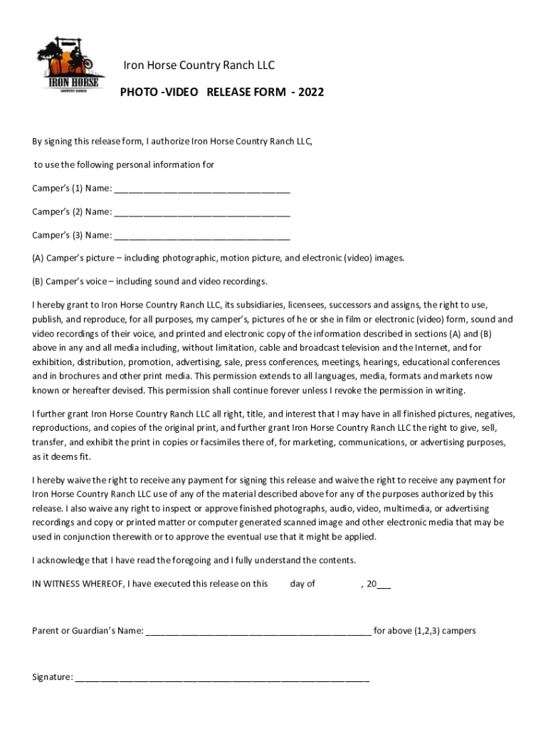 Fillable Online Release Forms - Iron Horse Country Fax Email Print - pdfFiller