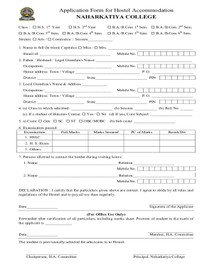 Fillable Online Application Form for Hostel Accommodation ... Fax Email ...