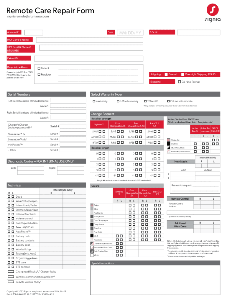 Fillable Online GOVERNMENT SERVICES REPAIR OR REMAKE FORM Fax Email ...