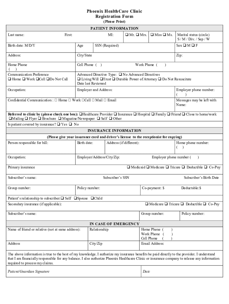 Fillable Online HS210 Unit 6-New Patient Registration Form 1 .docx Fax ...