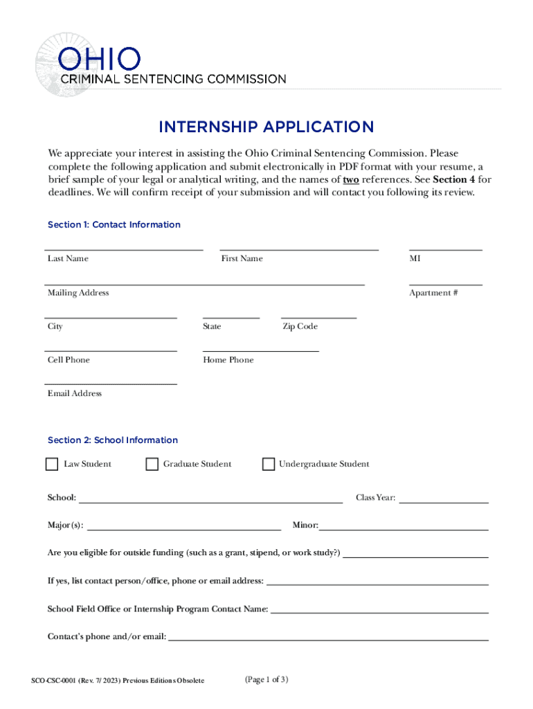 Fillable Online Ohio Criminal Sentencing Commission Internship ...